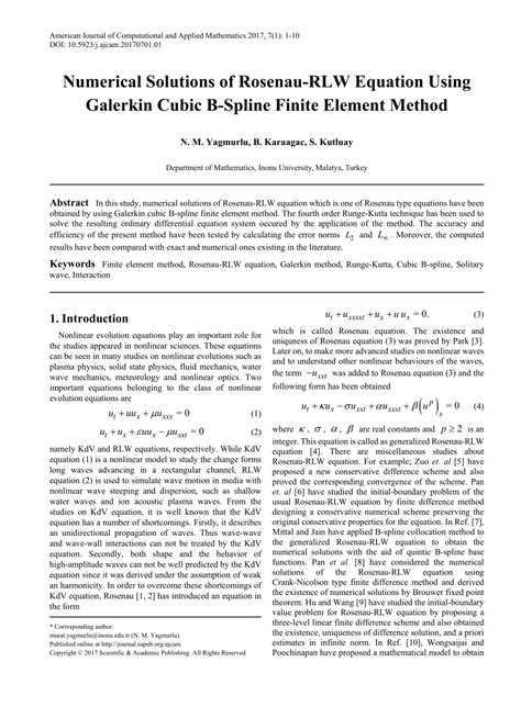 Pdf Numerical Solutions Of Rosenau Rlw Equation Using Galerkin Cubic B Spline Finite Element