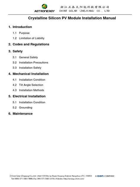 Pv Modules Installation And Maintenance Pdf