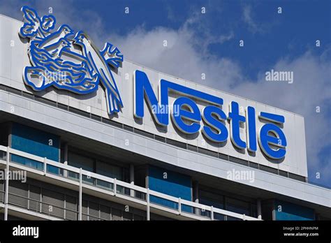 Frankfurt, Deutschland. 25th Mar, 2023. Nestle food company, logo ...