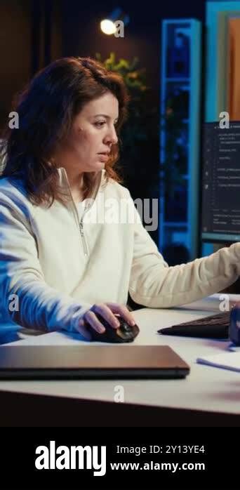 Vertical Video Joyous Woman Doing Software Quality Assurance