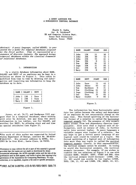 A Query Language For A Homogeneous Temporal Database Proceedings Of
