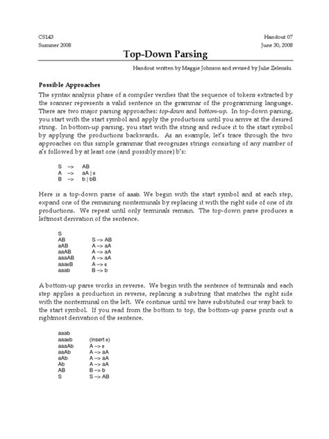 07 Top Down Parsing Pdf Parsing Syntax