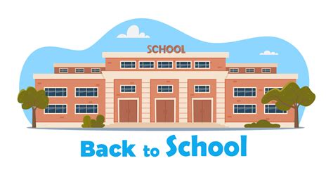 Modern School Building Exterior Welcome Back To School Educational