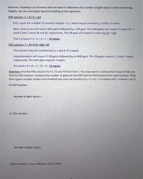 Solved F2 Sop Solution Number Of Gate Inputs N F2 Pos