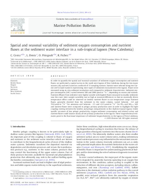Pdf Spatial And Seasonal Variability Of Sediment Oxygen Consumption And Nutrient Fluxes At The