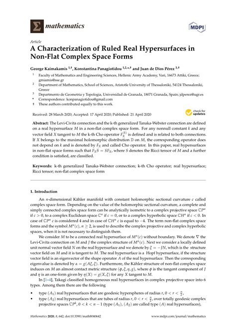 Pdf A Characterization Of Ruled Real Hypersurfaces In Non Flat