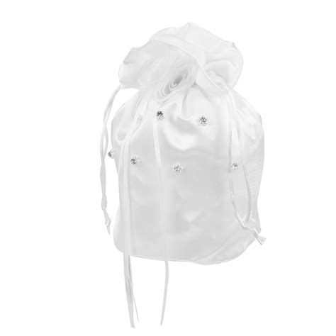 Kallory 1pack Bridal Drawstring Purse White Satin With Candy Storage