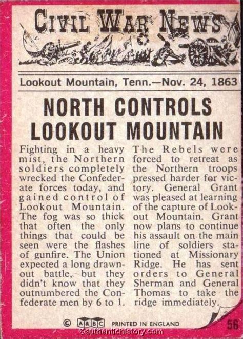 Civil War 1962 Topps Civil War News Card Set