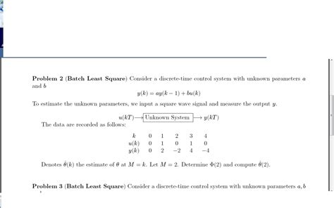Batch Least Square Consider A Discrete Time Control