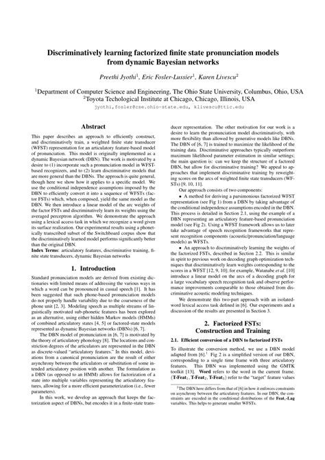 Pdf Discriminatively Learning Factorized Finite State Pronunciation Models From Dynamic
