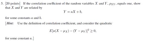 Solved If The Correlation Coefficient Of The Random