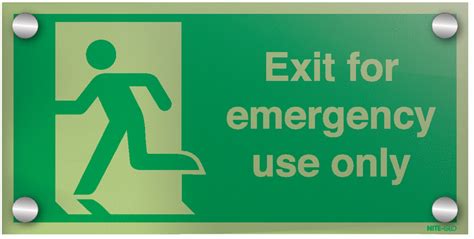Nite Glo Acrylic Exit For Emergency Use Only Man Left Signs Seton