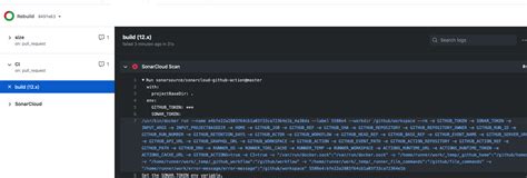 github action ci build fail with set the sonar token env variable