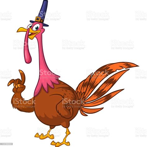 만화 행복한 귀여운 추수 감사절 칠면조 새 격리된 벡터 일러스트레이션입니다 추수 감사절을위한 디자인 Thanksgiving Turkey Pardoning Ceremony에