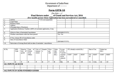 Gstr 10 Filing Final Return Under Gst Indiafilings