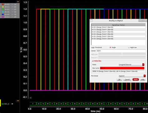 how to display dc simulation result of bus as decimal number custom