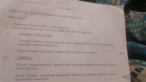 Isiqephu B Imibhalo Emide Edlulisa Imiyalezo Umbuzo 2 Phendula Imibuz