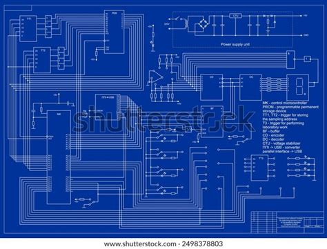 Vector Functional Schematic Diagram Drawing Complex Stock Vector Royalty Free