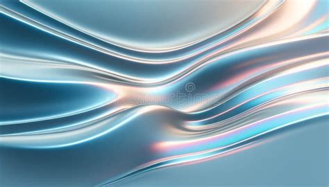Smooth Wavy Metal Surface With Light Reflections Abstract Blue Background Stock Illustration