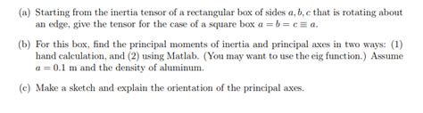 A Starting From The Inertia Tensor Of A Rectangular