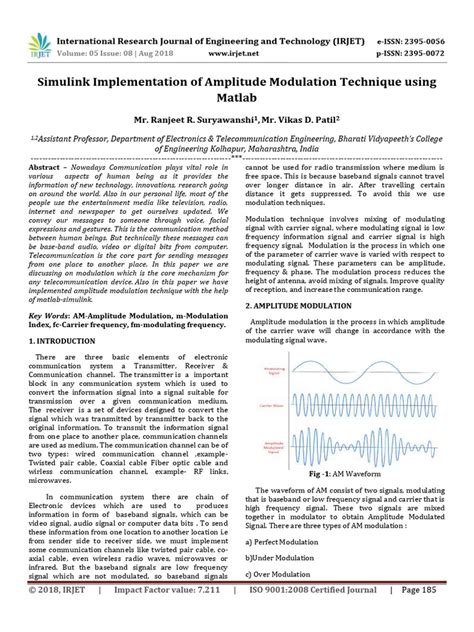 Modulation Am Simulink Pdf Modulation Telecommunications