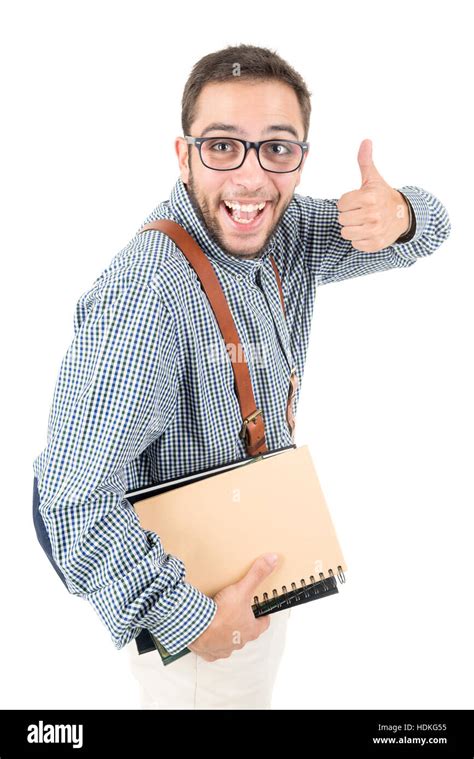 Nerd Babe Posing With Books Against A White Background Stock Photo Alamy