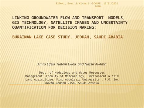 Pptx Linking Groundwater Flow And Transport Models Gis Technology Satellite Images And