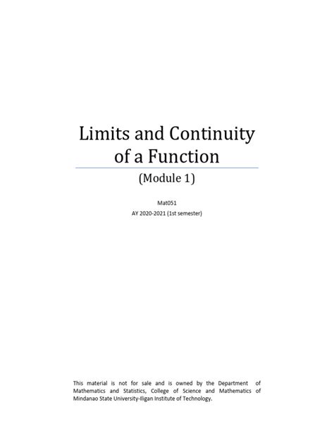 Limits And Continuity Of Functions With Intermediate Value Theorem Pdf