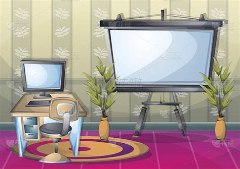 卡通矢量插图室内教室