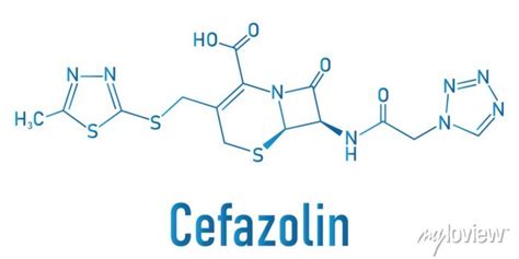Skeletal Formula Of Cefazolin Antibiotic Drug Molecule First Generation • Wall Stickers Vector