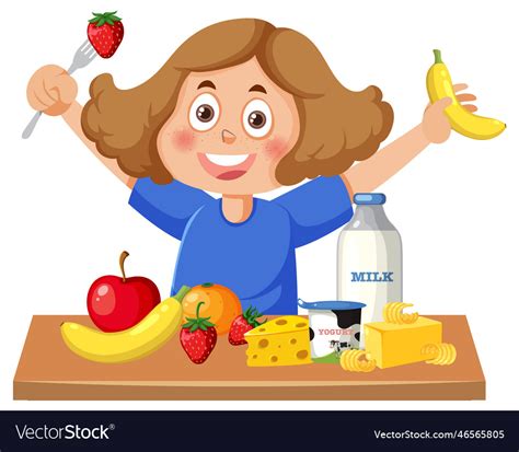 Girl Eating Healthy Breakfast Royalty Free Vector Image