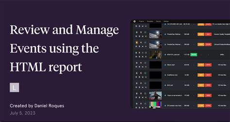 Review And Manage Events Using The HTML Report