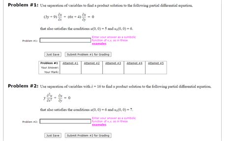 Solved Problem 1 Use Separation Of Variables To Find A