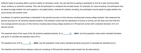 Solved Different Types Of Encoding Affect A Persons Ability