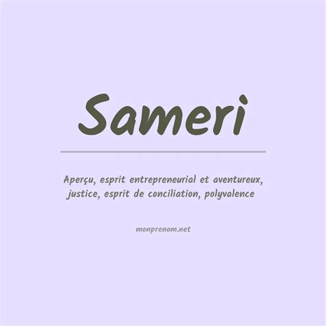 Signification Du Prénom Sameri
