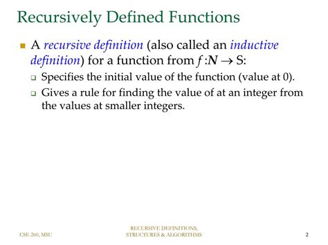 Ppt Recursive Definitions Functions Structures Languages Powerpoint Presentation Id