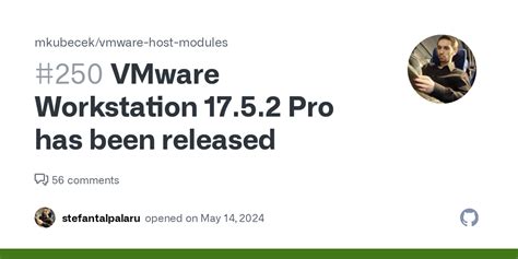 Vmware Workstation 1752 Pro Has Been Released · Issue 250 · Mkubecek
