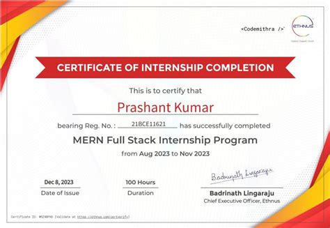 prashant kumar on linkedin mernstack codemithra fullstackdeveloper