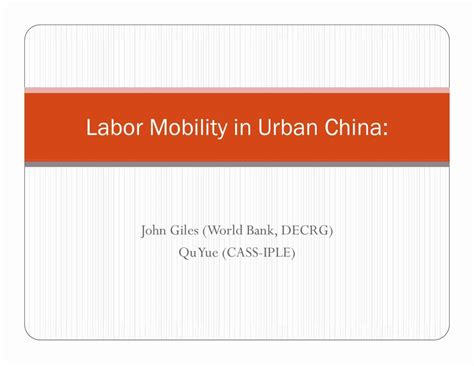 Labor Mobility In Urban China Wiego