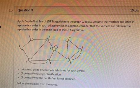 Solved Apply Depth First Search Dfs Algorithm To The Graph