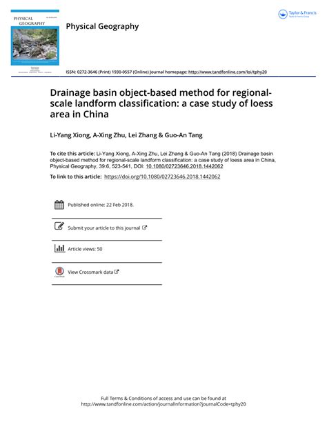 Pdf Drainage Basin Object Based Method For Regional Scale Landform