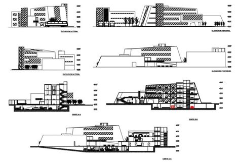 Commercial Building Hub Detail Elevation And Section 2d View Cad Construction Block Autocad File