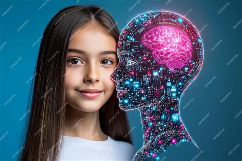 Human Augmentation Exoskeleton Neural Relay Cognitive Robotics And Robotic Arm Young Girl With