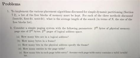 Solved Problems 1 To Implement The Various Placement
