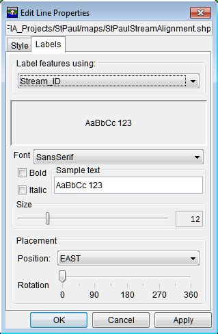 Line Shapefile Display Properties