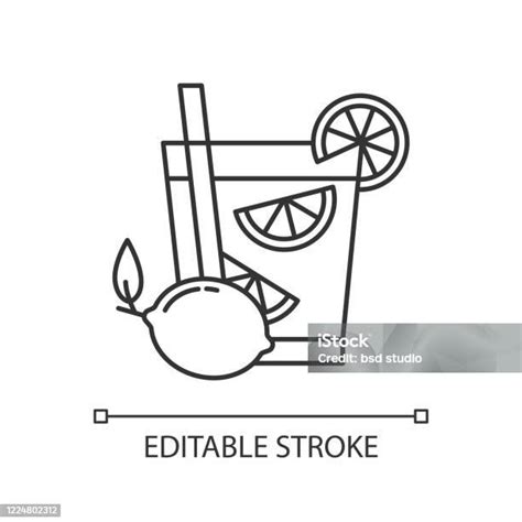 카이피리냐 픽셀 완벽한 선형 아이콘입니다 브라질 칵테일 레몬 알코올 음료 전통 음료 얇은 사용자 정의 그림입니다 등고선