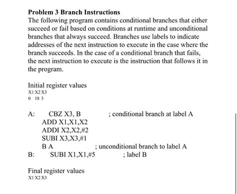 Solved Problem 3 Branch Instructions The Following Program