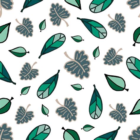 Premium Vector Colorful Leaves Seamless Pattern Set