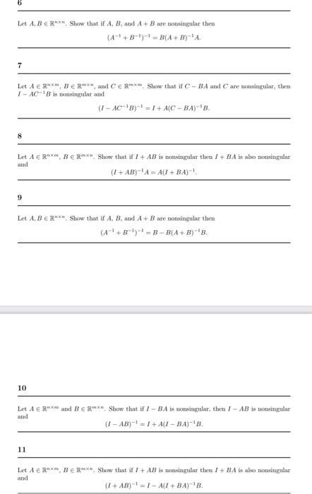 Solved Let A BRnn Show That If A B And A B Are Chegg Com