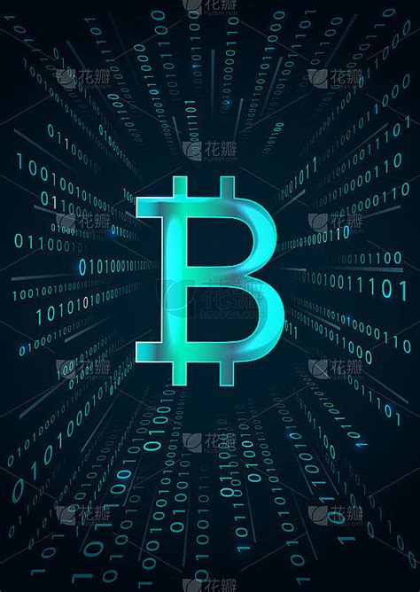 比特币符号和二进制代码。